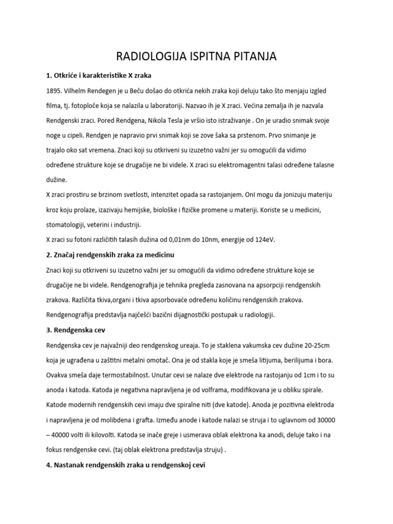 Radiologija Ispitna Pitanja | PDF