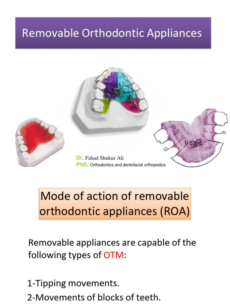 Removable Orthodontic Appliances | PDF | Orthodontics | Mouth