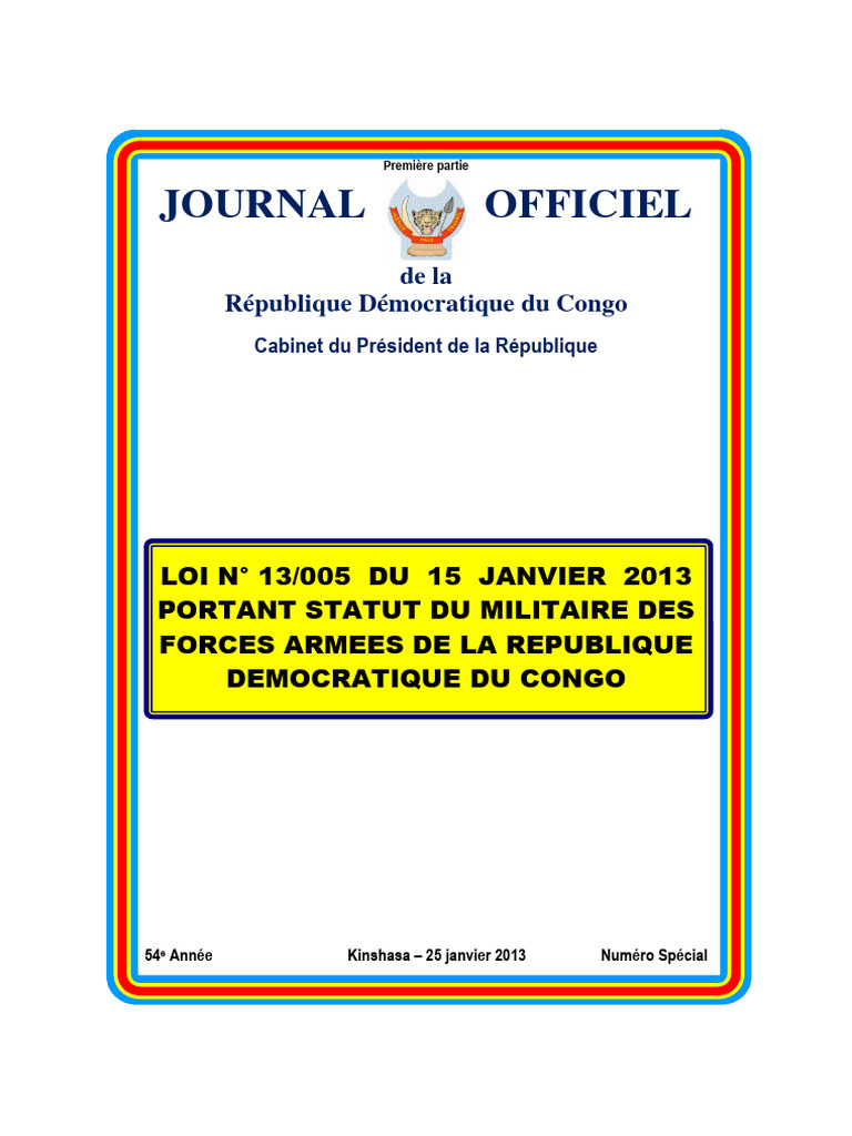 Statut du Militaire en RDC | PDF | Général (Rang militaire) | Dentiste