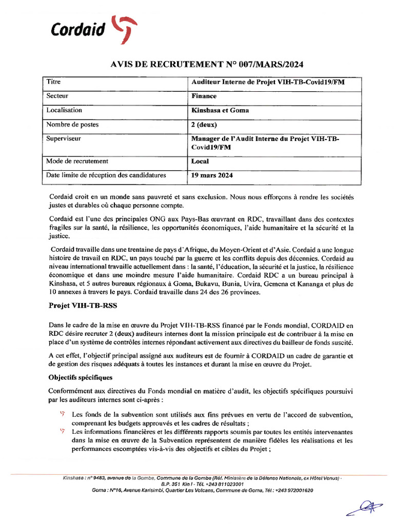 AR007 Auditeur Interne | PDF