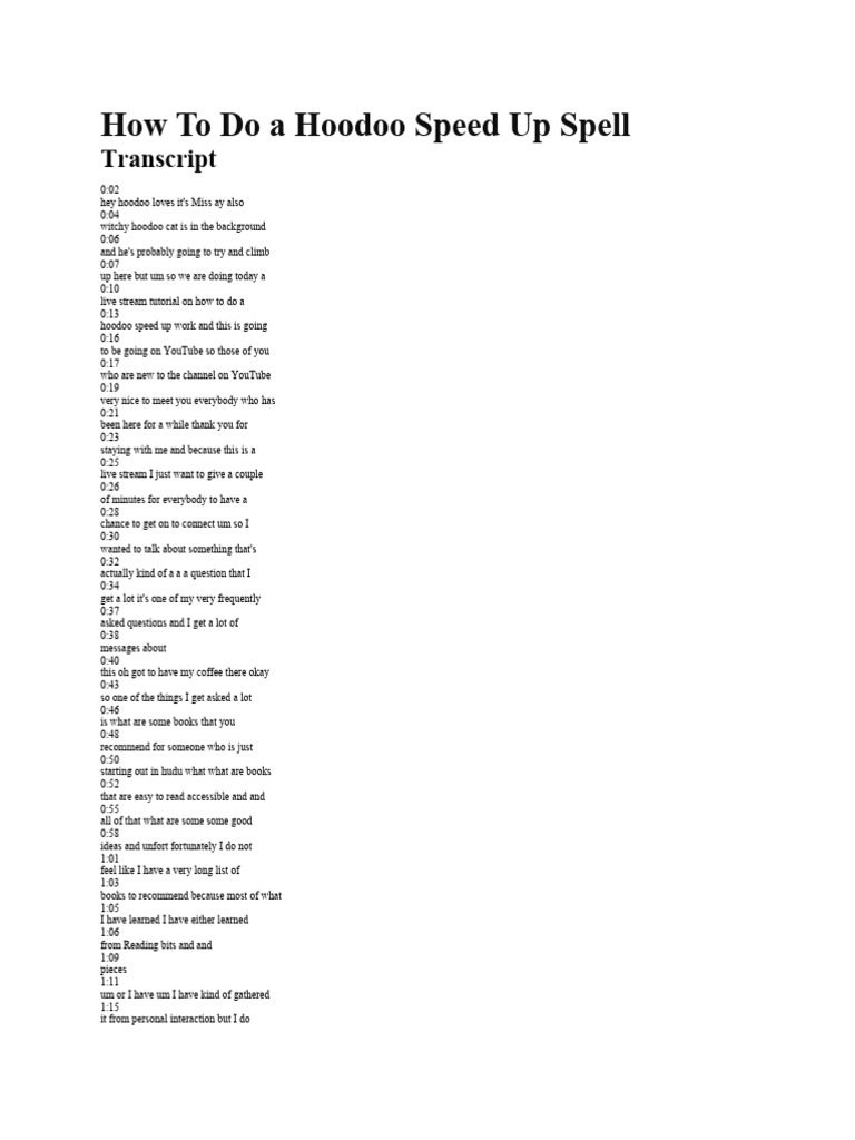 How To Do A Hoodoo Speed Up Spell | PDF | Prayer | Baptism