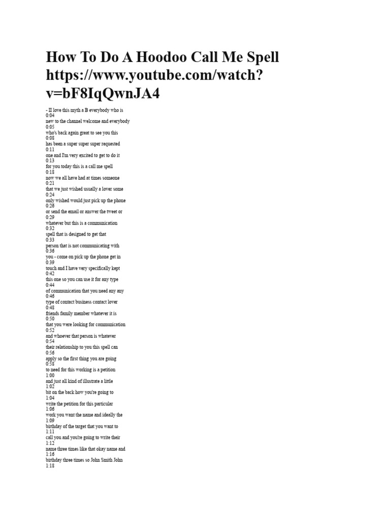 How To Do A Hoodoo Call Me Spell | PDF