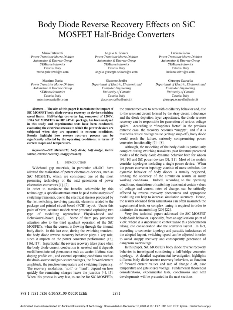 Body Diode Reverse Recovery Effects On SiC MOSFET Half-Bridge ...
