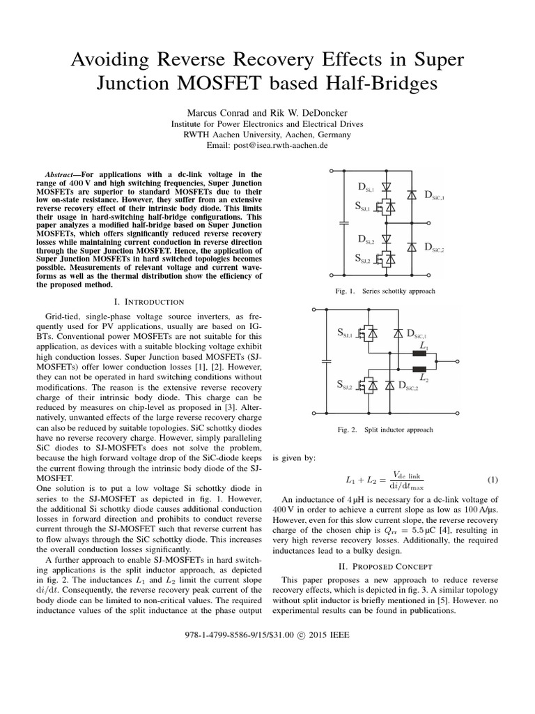Avoiding Reverse Recovery Effects in Super Junction MOSFET Based Half ...