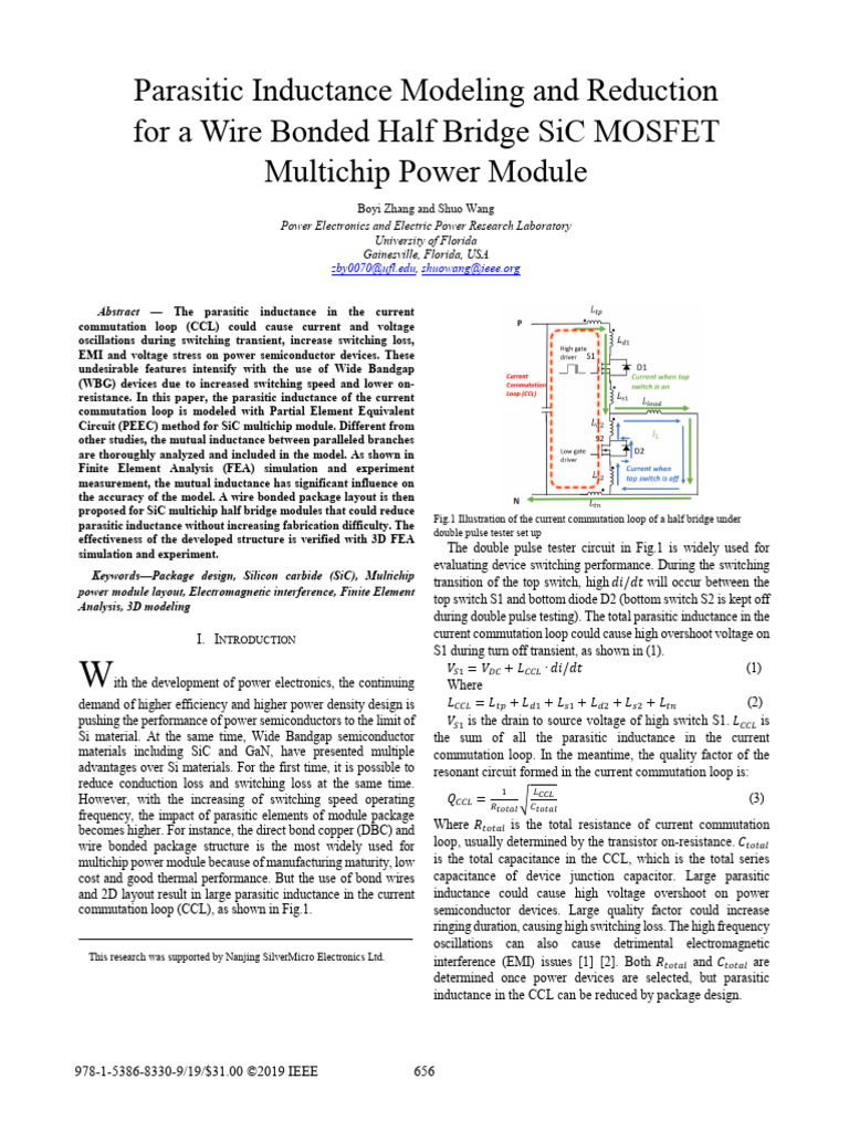 Parasitic Inductance Modeling And Reduction For A Wire Bonded Half Bridge Sic Mosfet Multichip