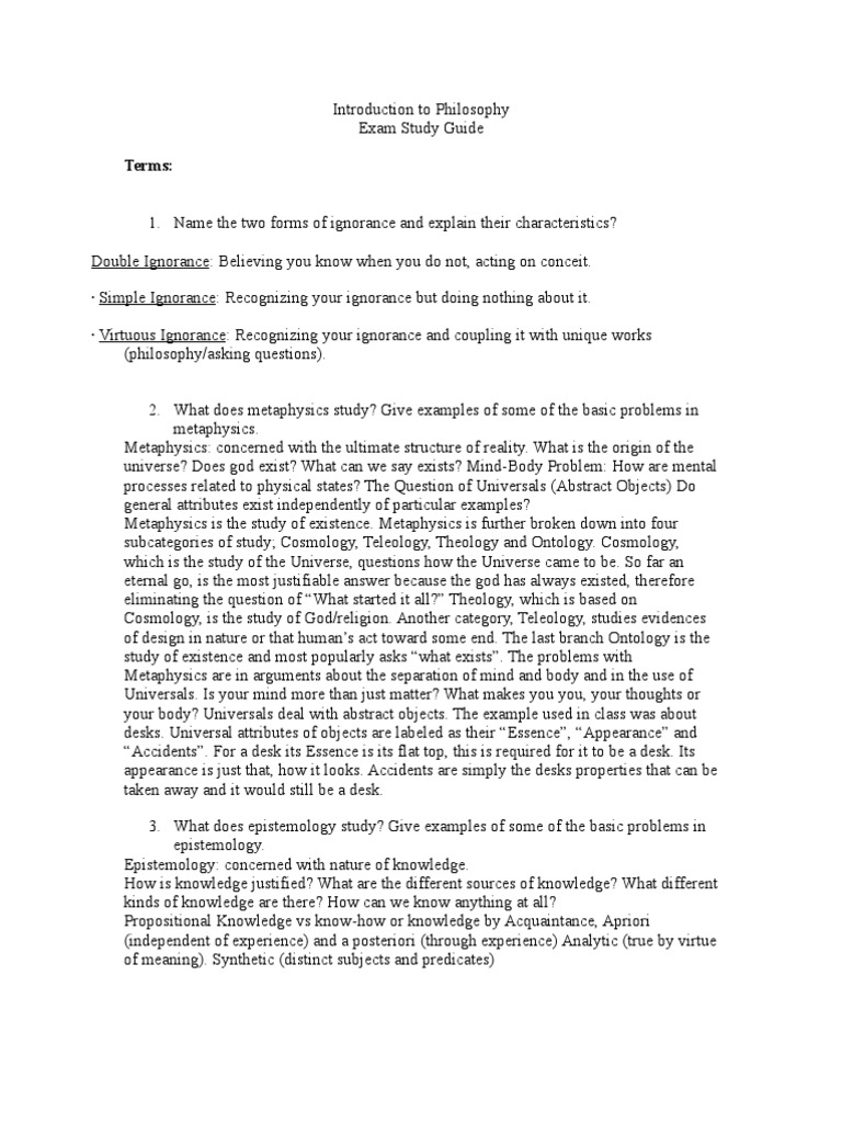 Introduction To Philosophy Study Guide | PDF | Epistemology | Argument