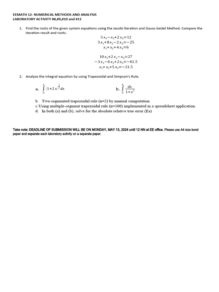 Laboratory Activities in Numerical Methods | PDF