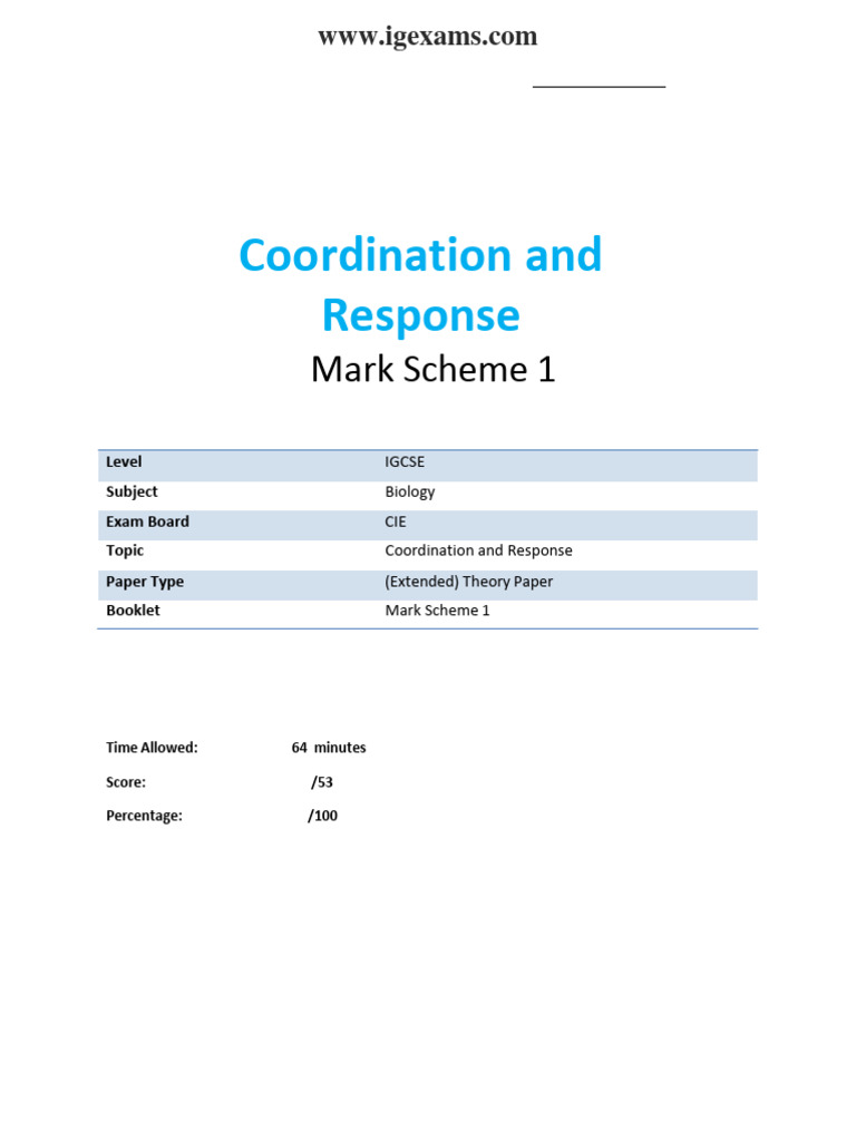 14.1-Coordination-and-Response-IGCSE-CIE-Biology-Ext-Theory-MS | PDF ...