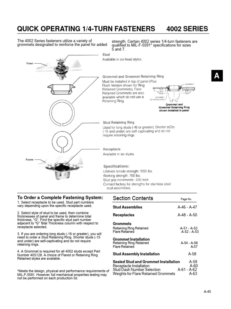 AFS Camloc Quarter Turn 4002 Series | PDF | Rivet | Steel