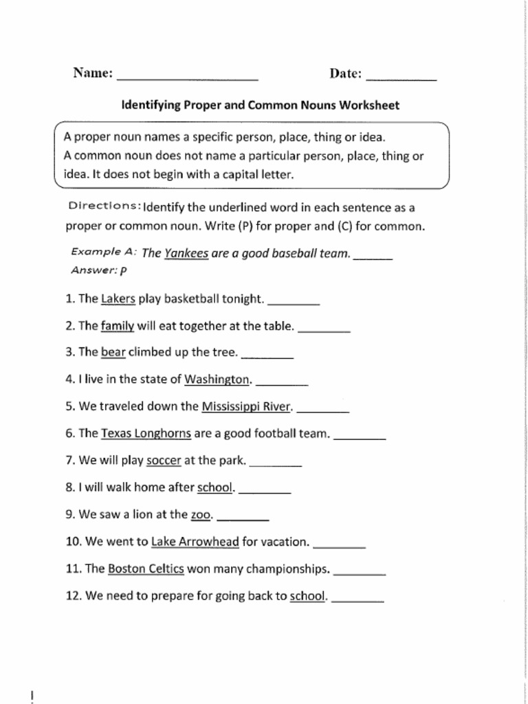 ELA-Common and Proper Nouns | PDF