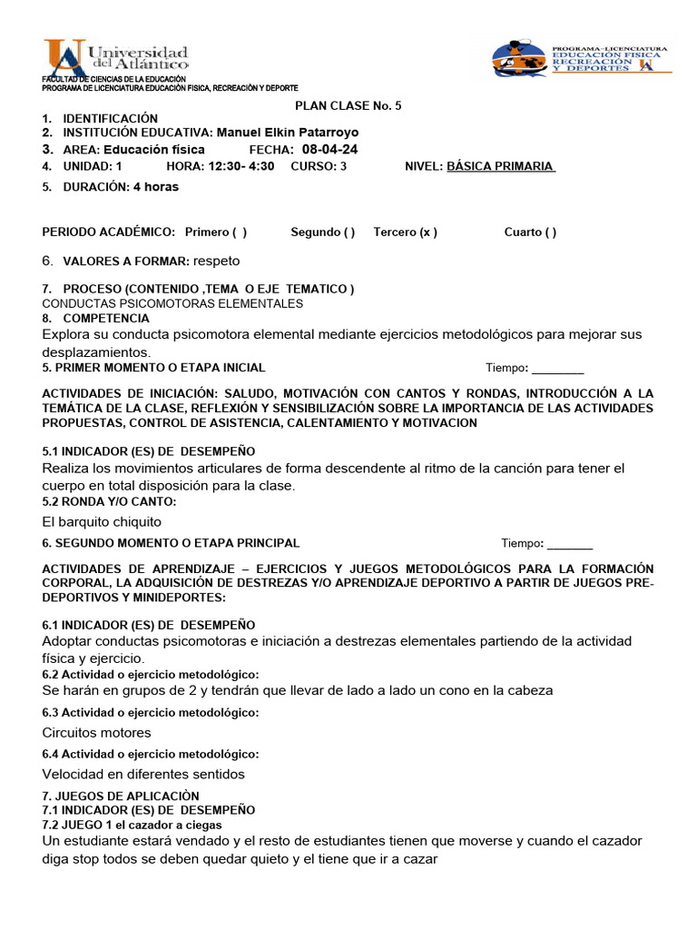 Plan Clase 3-5 | PDF | Enseñando | Evaluación