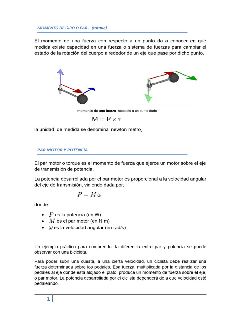 Momento de Giro, Par Motor y Potencia | PDF