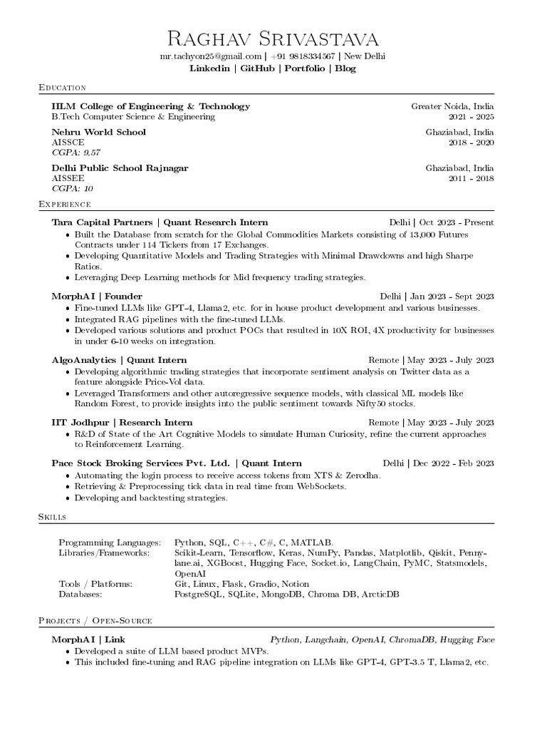 Raghav's Resume | PDF | Python (Programming Language) | Databases