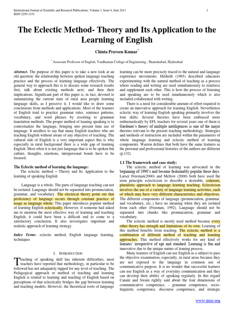 The Eclectic Method | PDF | Learning | English Language
