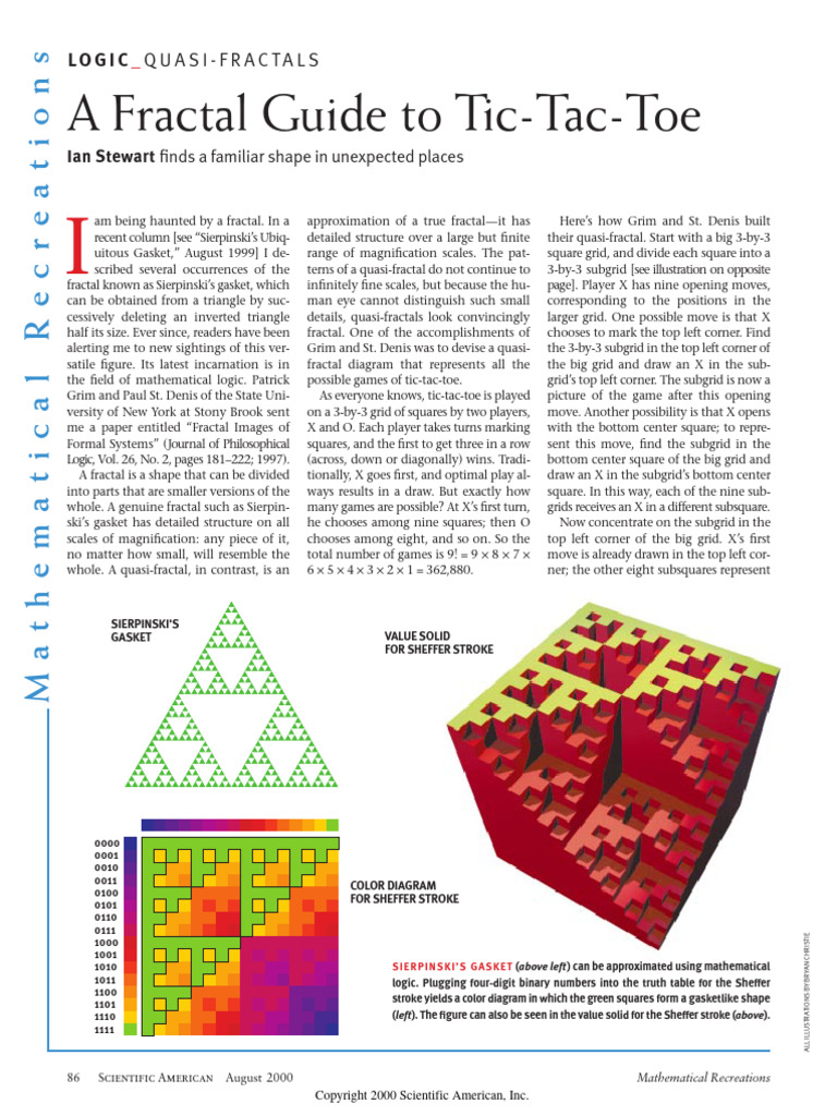 Stewart, Ian - Mathematical Recreations - A Fractal Guide To Tic-Tac-Toe (Scientific American ...