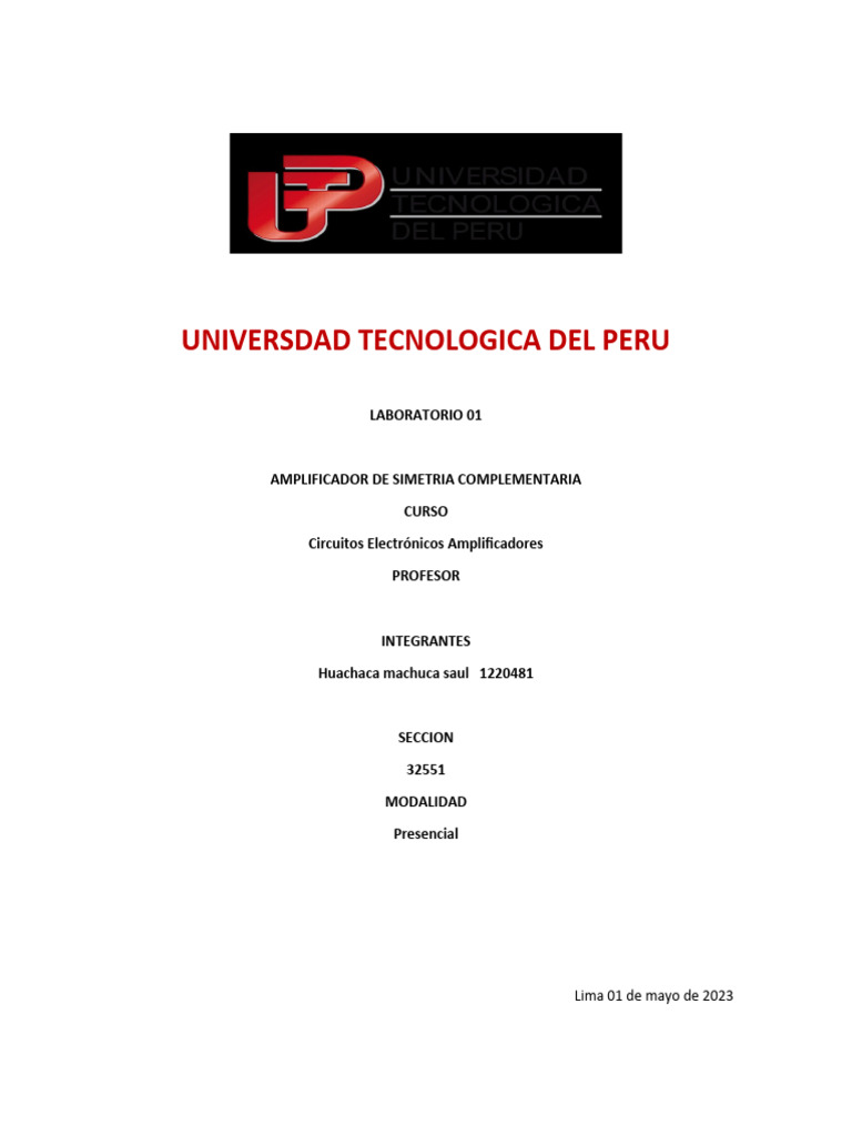 Utp Lab-1 | PDF | Transistor | Amplificador