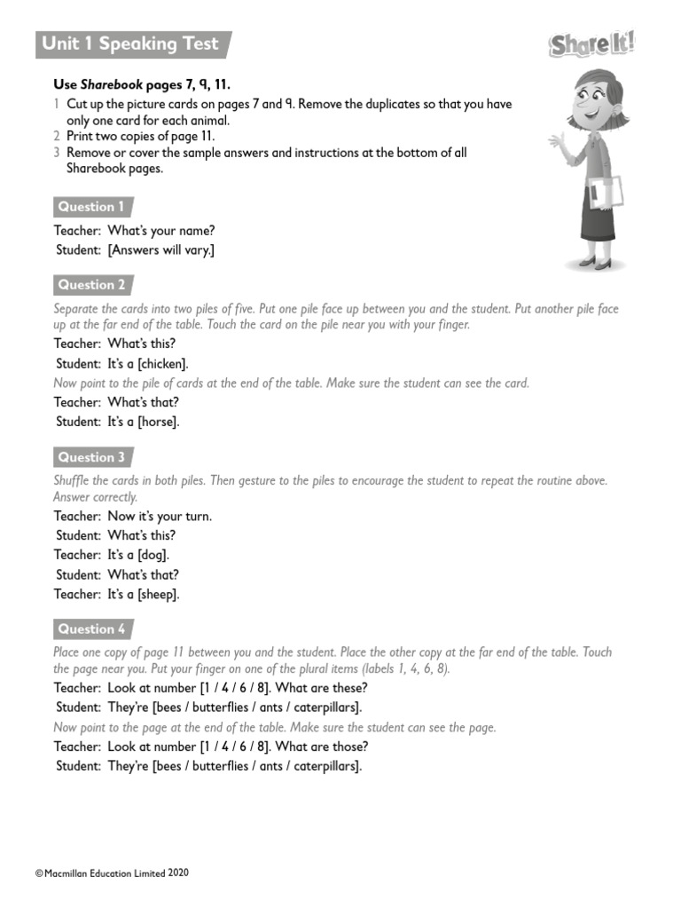 SI TRC2 U1 Speaking Test | PDF