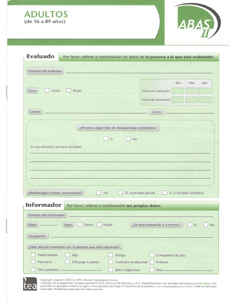 Abas Ii Adultos | PDF