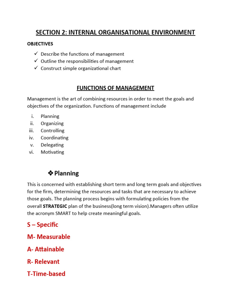 Section 2 - Internal Organisation Environment | Download Free PDF ...