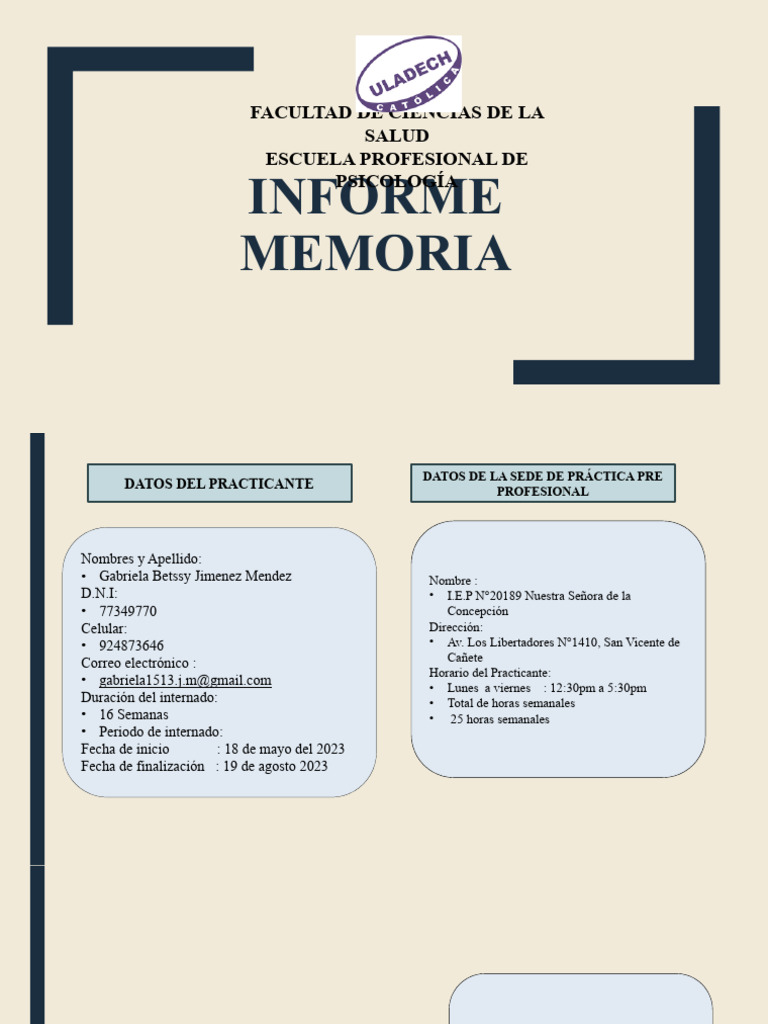 Informe memoria | PDF