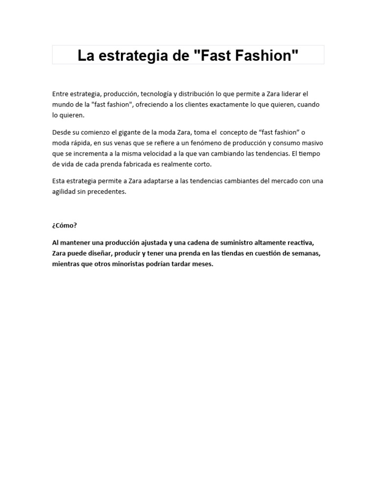 Estrategias Lean de Zara en Fast Fashion | PDF | Lean Manufacturing ...