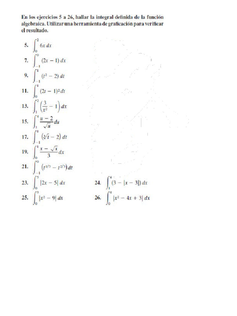 Practica de Integrales Indefinidas y Definidas | PDF