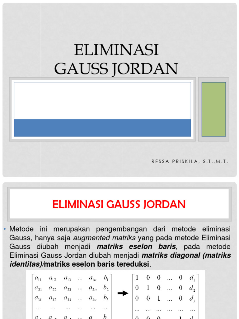 05.2 Eliminasi Gauss Jordan | PDF