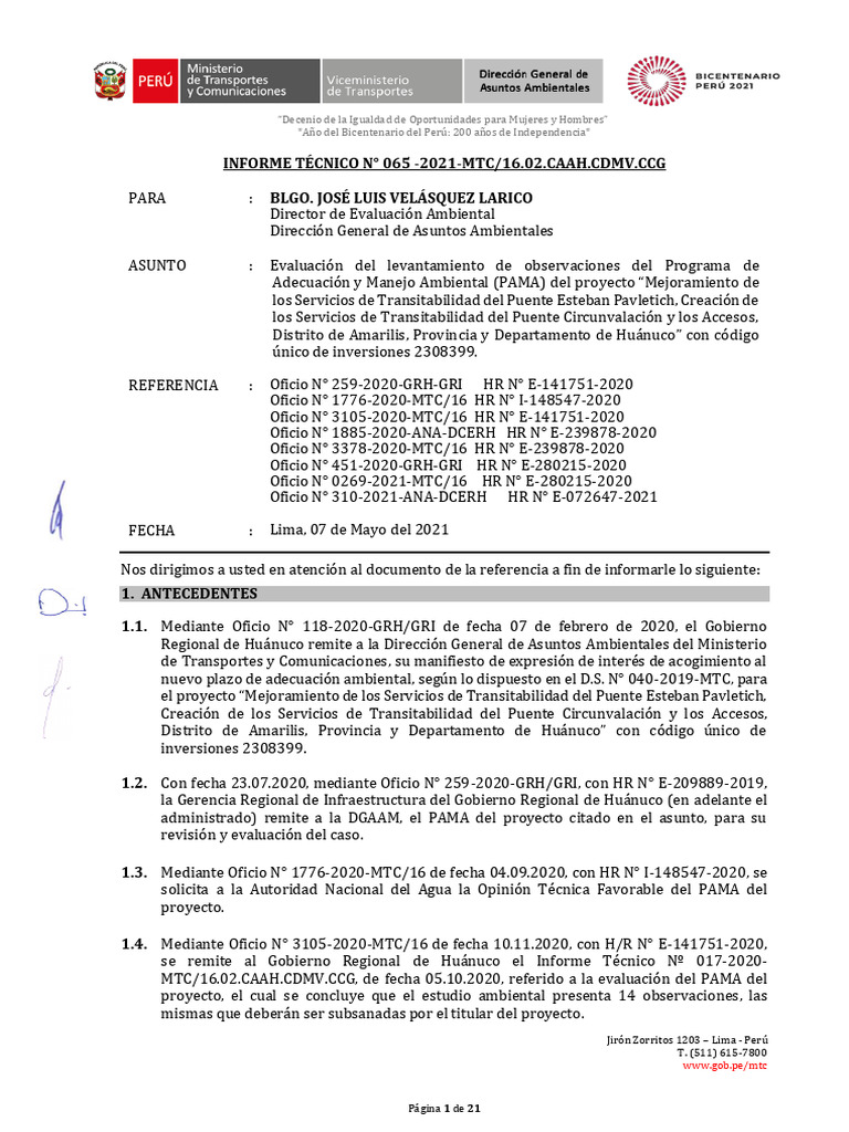 E 189295 2021 It Puente Pavletich Amarilis Huanuco Caah CDMV CCG PDF | PDF | Perú | ruido