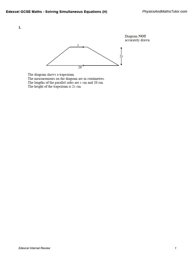 GCSE Maths: Simultaneous Equations | PDF | Area | Equations
