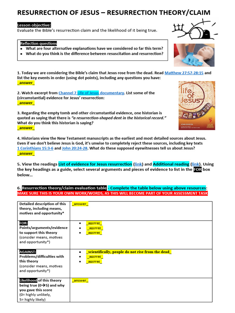 Resurrection Canvas Task V3 | PDF | Resurrection Of Jesus | Jesus