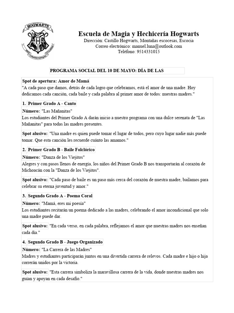 Programa 10 de Mayo Día de Las Madres | Descargar gratis PDF | Educación Secundaria | Bailes