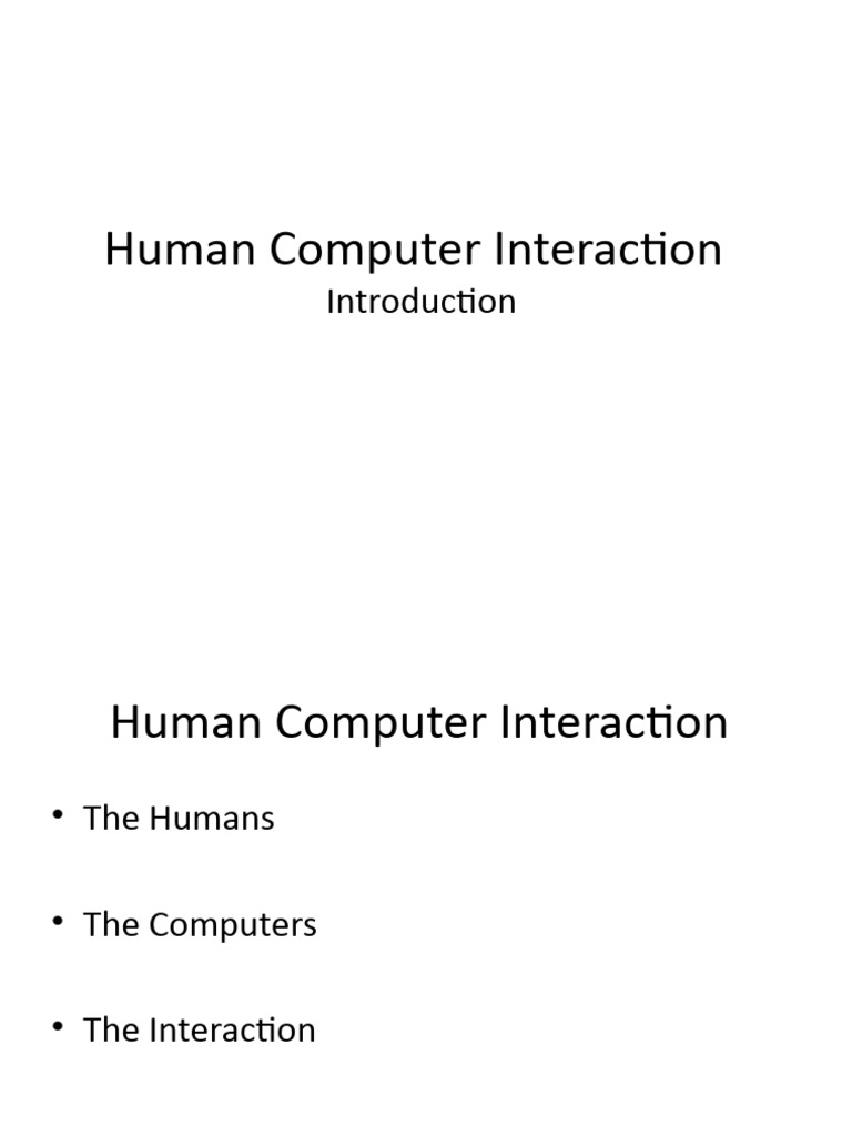 01 HCI Introduction | PDF | Human–Computer Interaction | User Interface