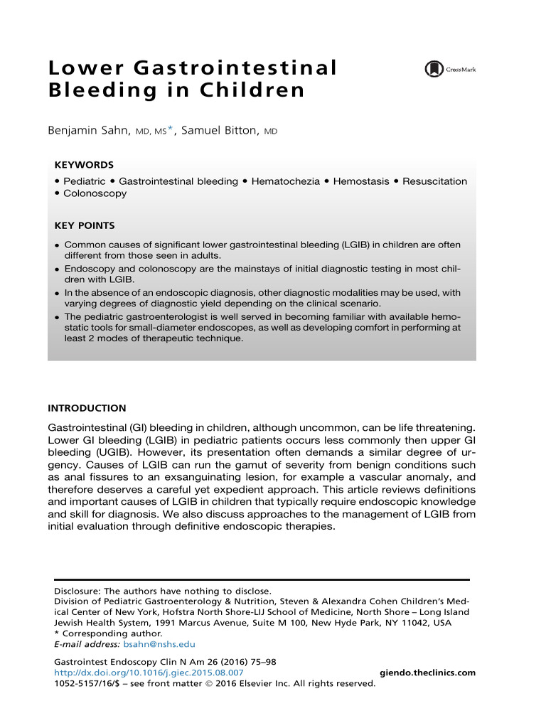 Lower Gastrointestinal Bleeding in Children | PDF | Ulcerative Colitis ...