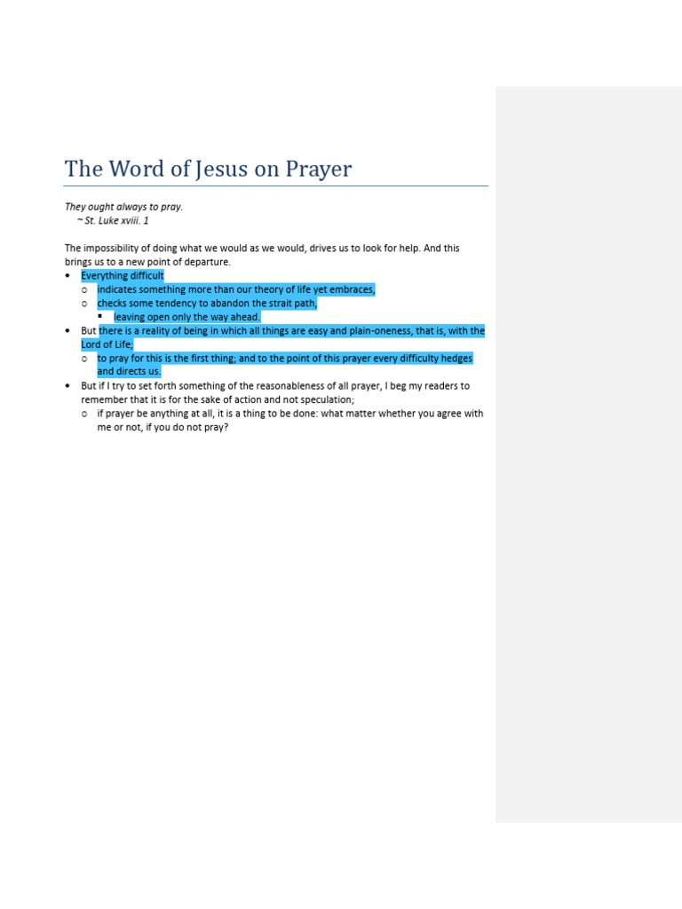 The Word of Jesus On Prayer | PDF | Prayer | God