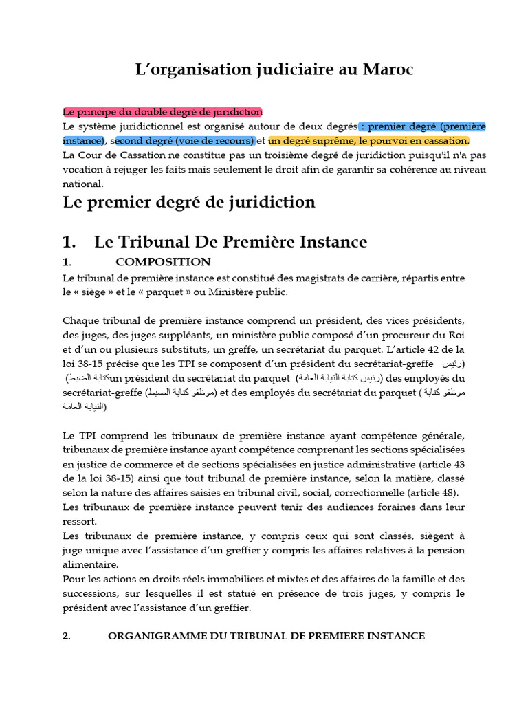 Organisation Judiciaire | PDF | Compétence | Magistrat