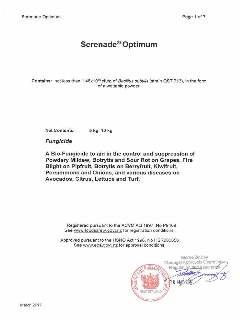 Serenade Optimum Label | PDF