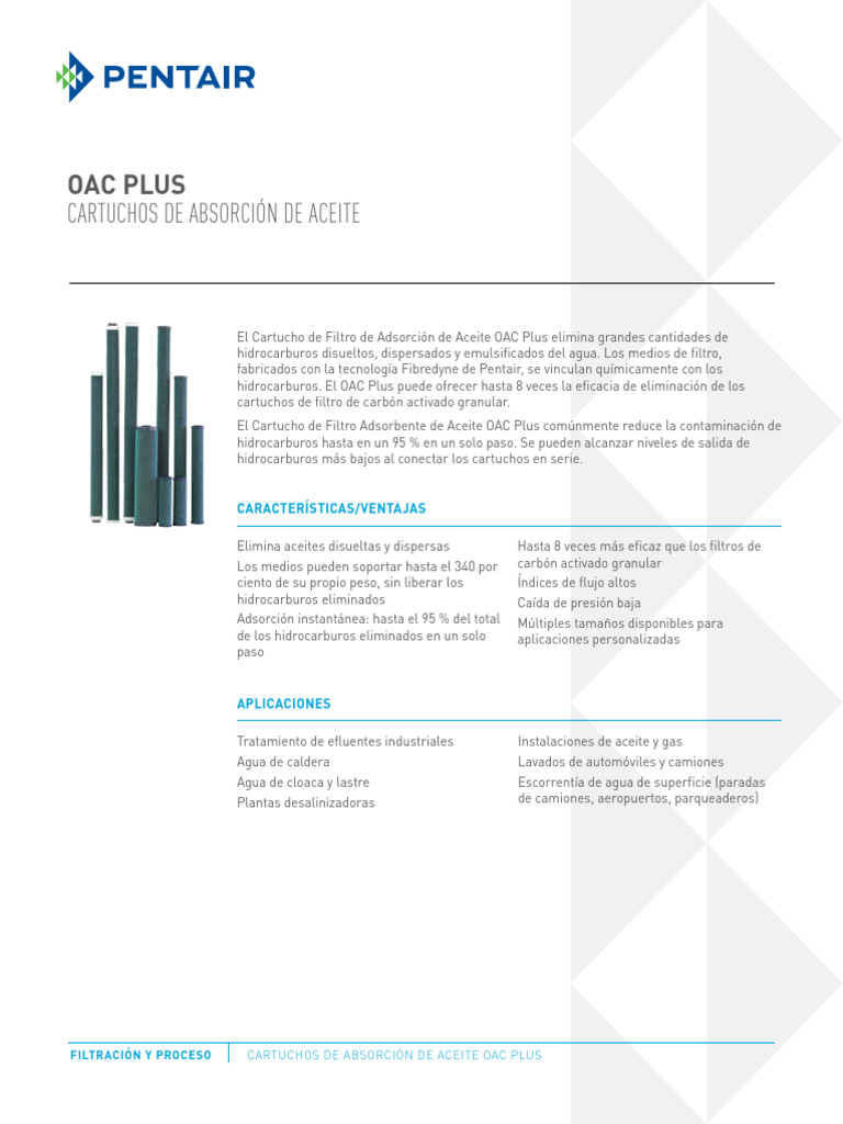 S Oac Plus Spec Sheet | PDF | Adsorción | Agua