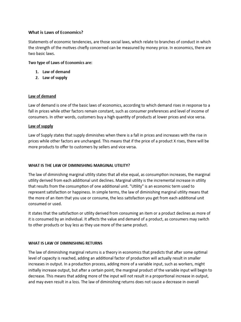 What Is Laws of Economics | Download Free PDF | Economies Of Scale ...