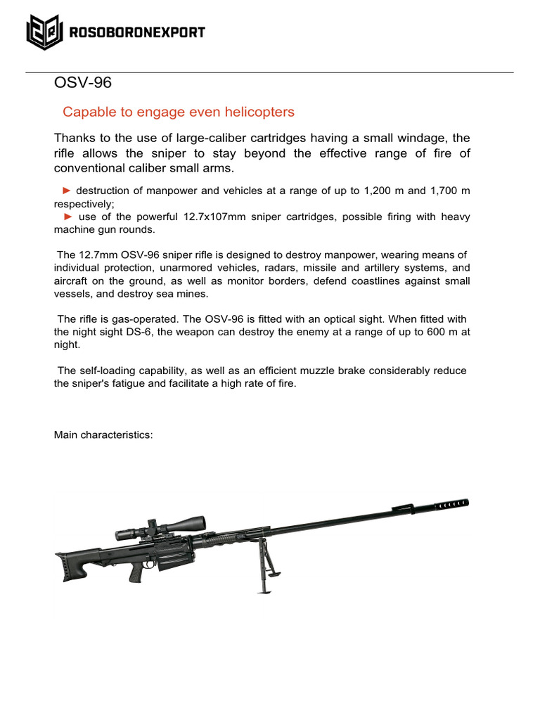 Military Sniper Rifle Overview | PDF