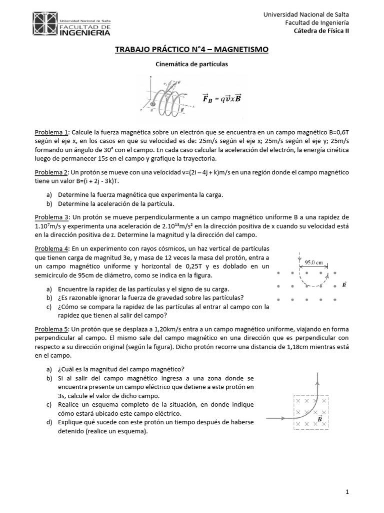 TRABAJO PRÁCTICO N°4 - Magnetismo | PDF | Corriente eléctrica | Campo ...