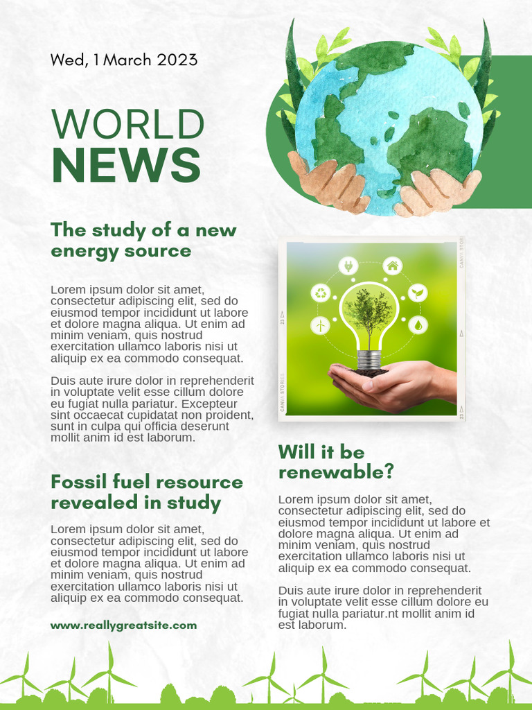Green Paper Renewable Energy Newsletter A4 Document | PDF