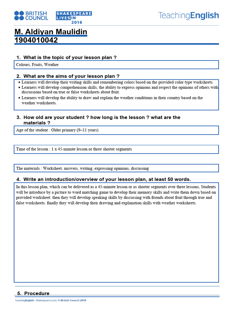 Aldiyan Maulidin | Download Free PDF | Lesson Plan | Learning
