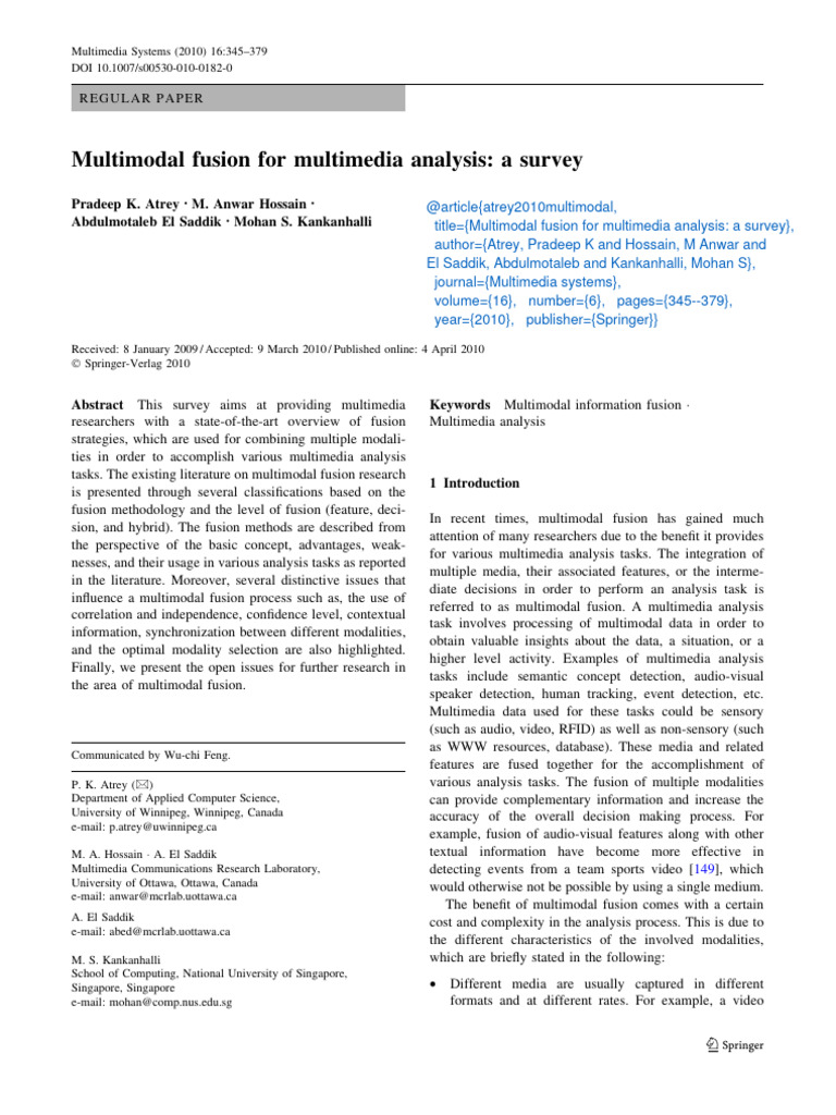 2010 Atrey MultimodalFusionForMultimediaAnalysisSurvey | PDF ...