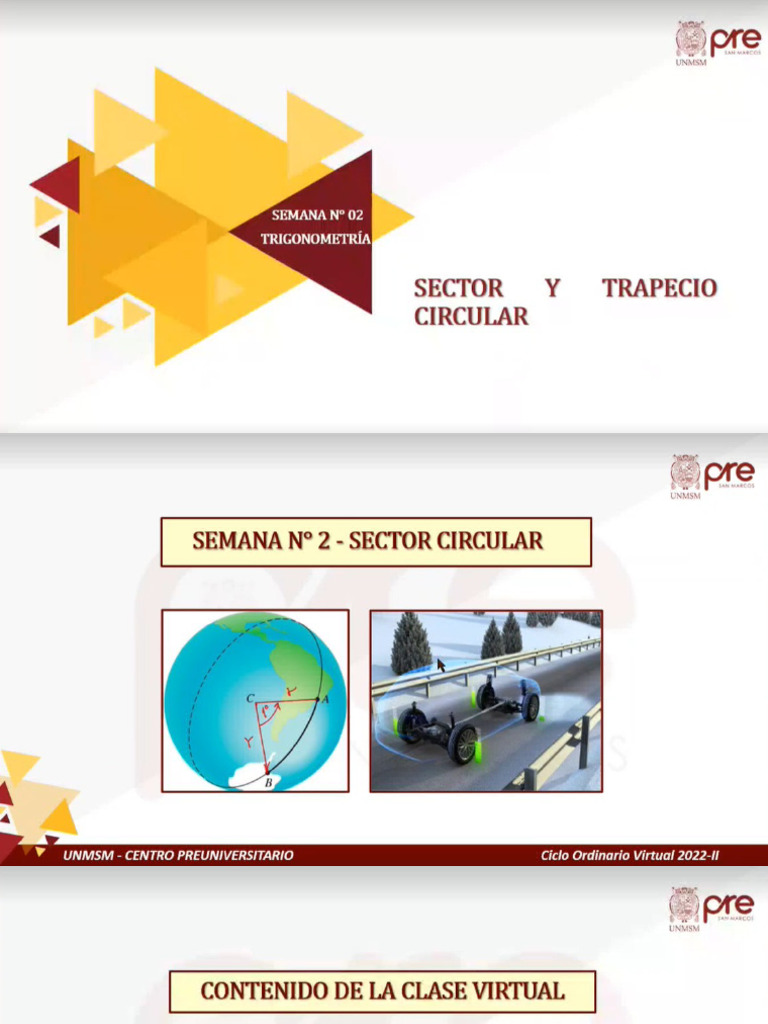 Trigonometría Sem 2 (Sector Circular y Longitud de Arco) | PDF
