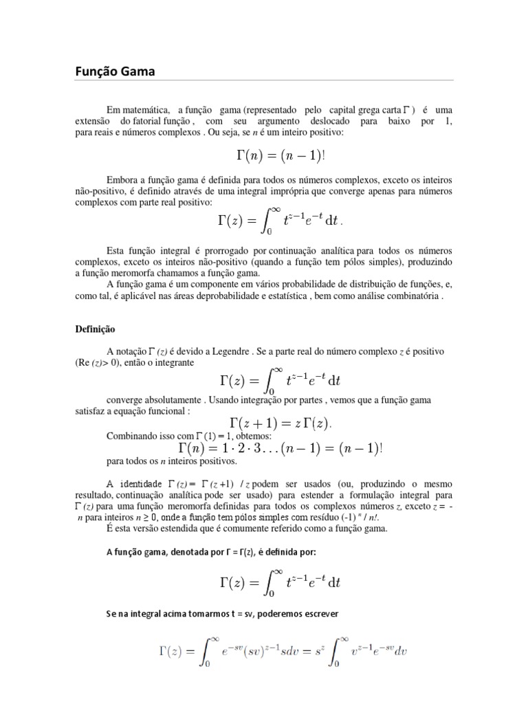 Função Gama | PDF | Função (Matemática) | Funções e mapeamentos