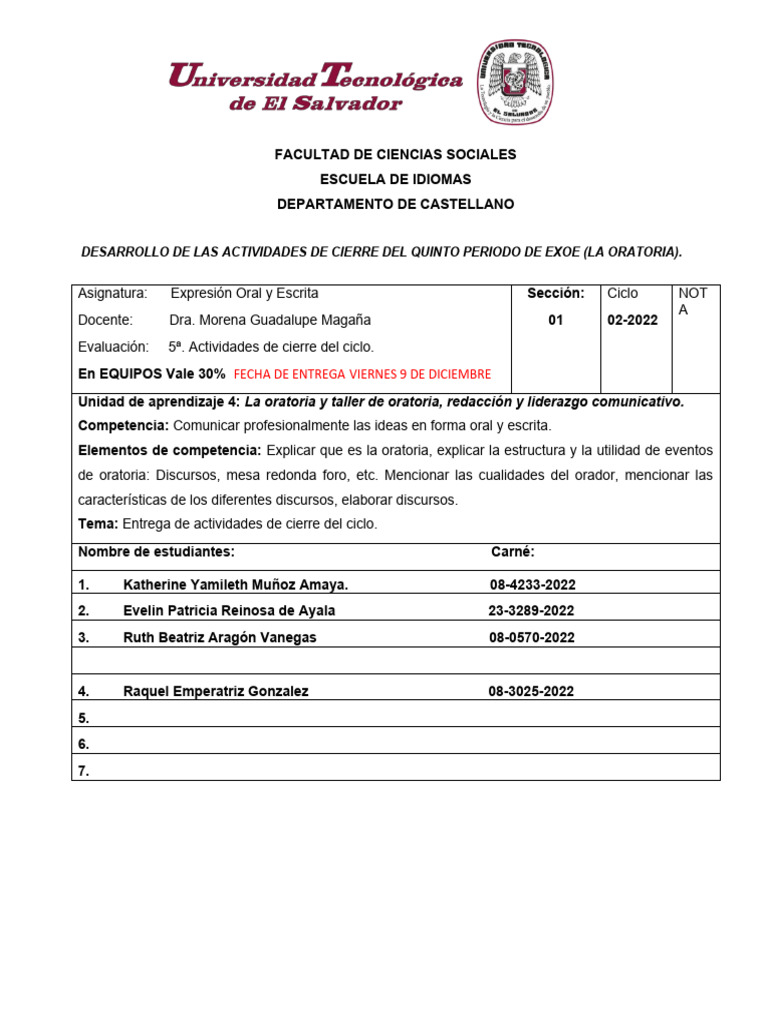 Actividad Final (2) 0607 | PDF | Amor | Hablar en público