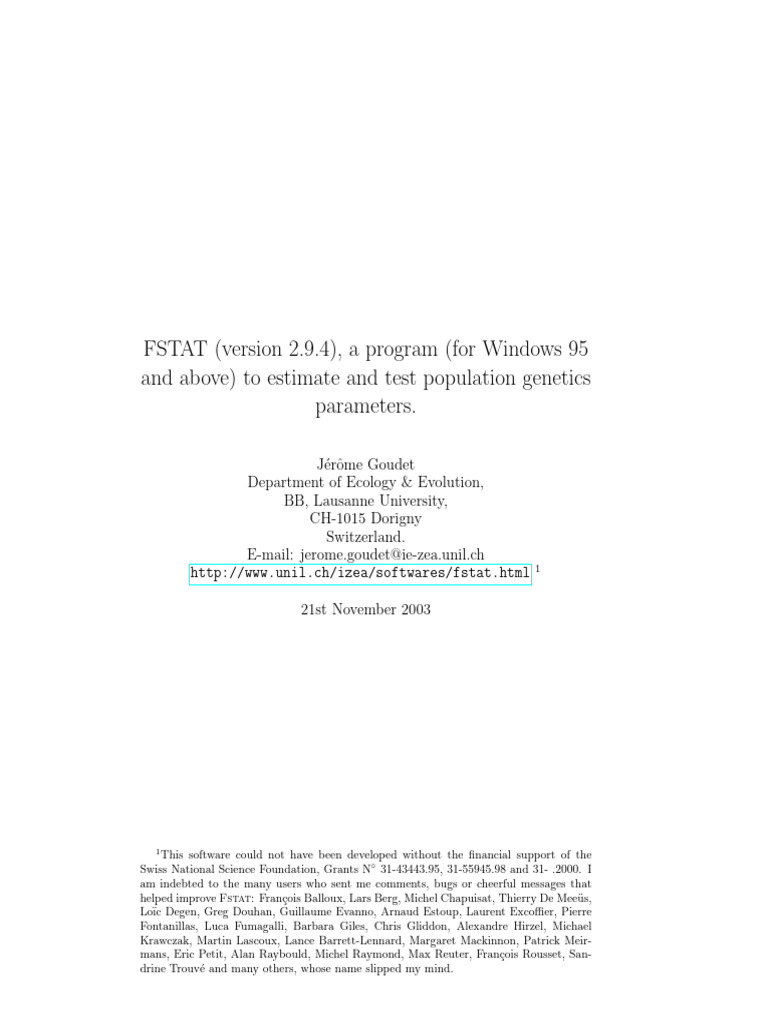 FSTAT: Population Genetics Tool | PDF | Resampling (Statistics) | Allele