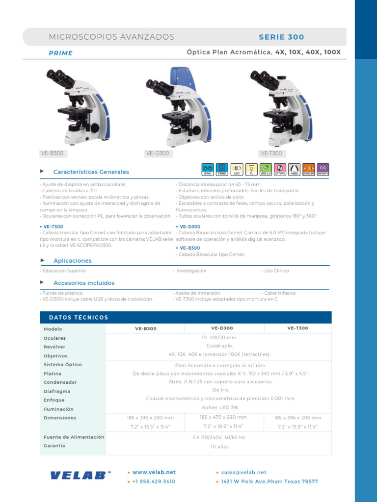 FT - Microscopio Ve-D300 | PDF | Óptica | Ingenieria Eléctrica
