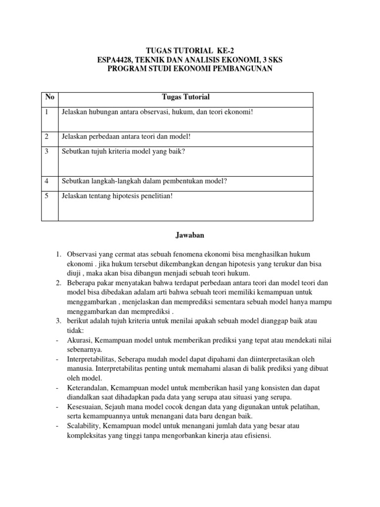 TUGAS KE 2 - Teknik Dan Analisis Ekonomi - Yasa Azmi | PDF