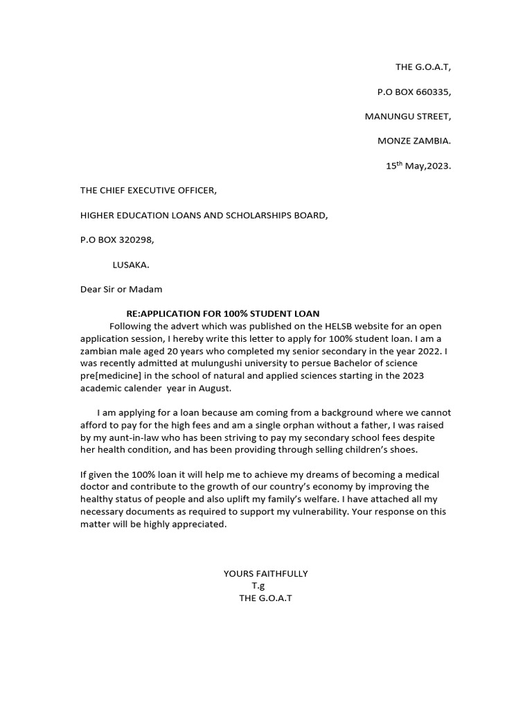 Sample of Helsb Application Letter | PDF